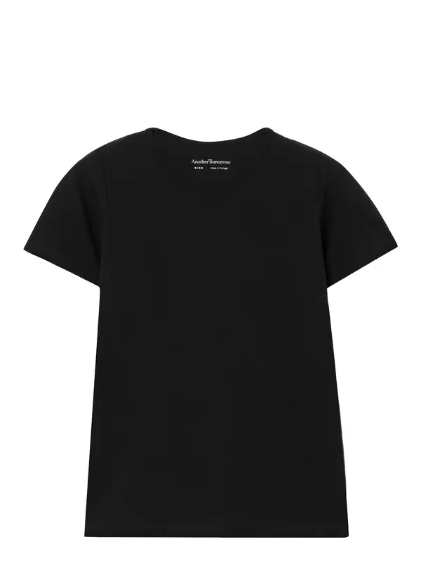Another Tomorrow Stretch Organic Cotton And Lyocell-blend Jersey T-shirt - Black