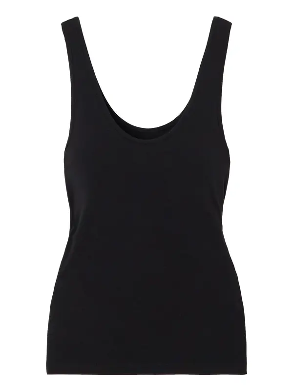 Another Tomorrow Stretch Lyocell And Organic Cotton-blend Jersey Tank Top - Black