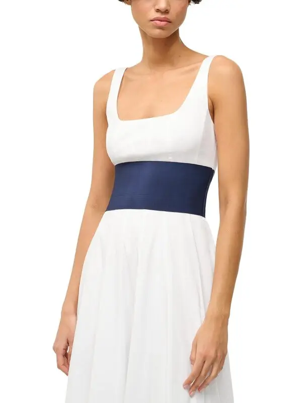 Staud Rig Midi Dress - White/navy