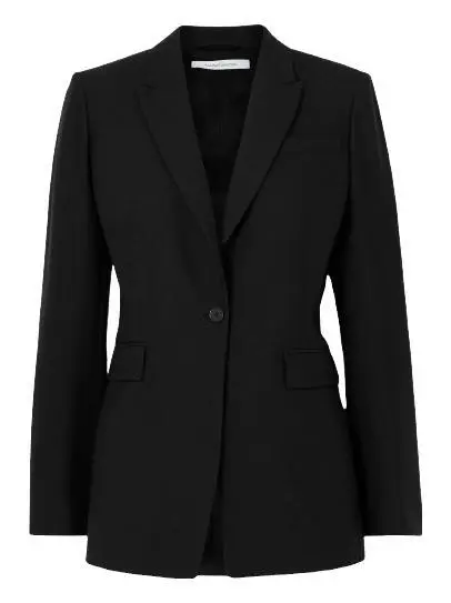 Another Tomorrow Grain De Poudre Wool Blazer - Black