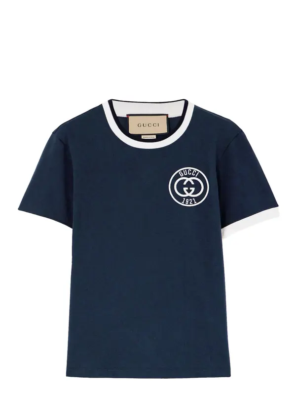 Gucci Embroidered Cotton-jersey T-shirt - Blue
