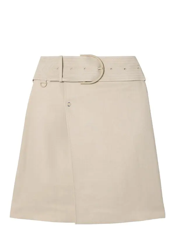 Burberry Belted Twill Skirt - Neutrals