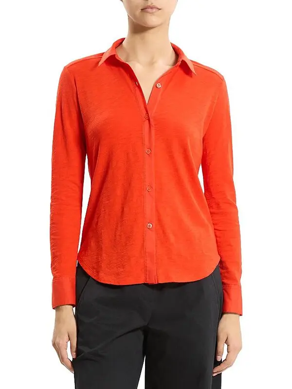 Theory Organic Cotton Button-up Shirt - Poppy