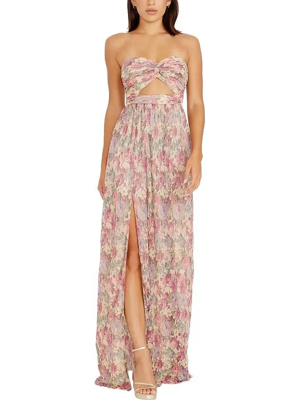 Dress The Population Angelique Strapless Maxi Dress - Bright Fuchsia Multi