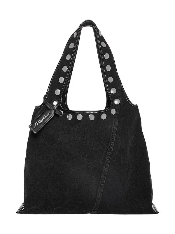 3.1 Phillip Lim Washed Denim Hobo Market Tote Bag - Washed Black