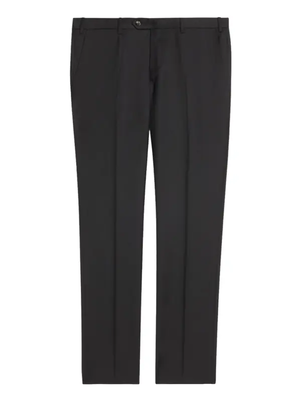 Giorgio Armani Flat-front Wool Trousers - Black