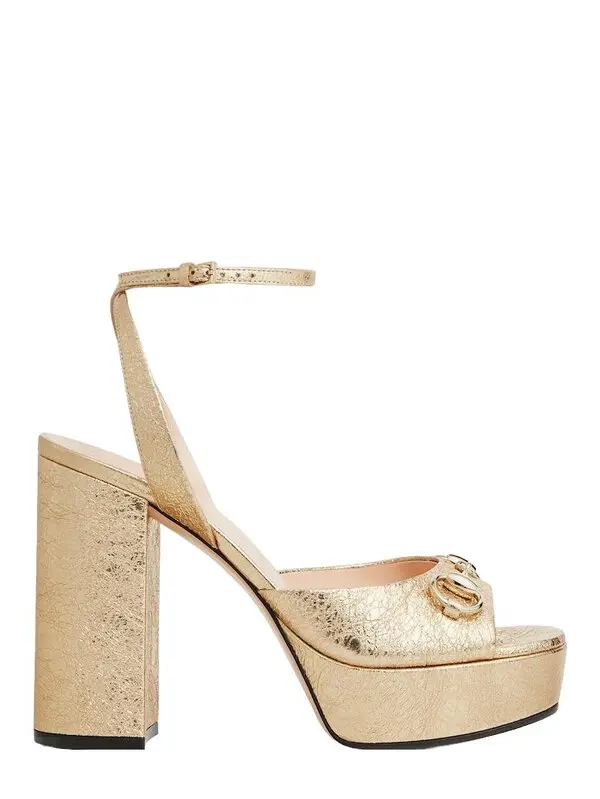 Gucci Horsebit Platform Sandals - Gold
