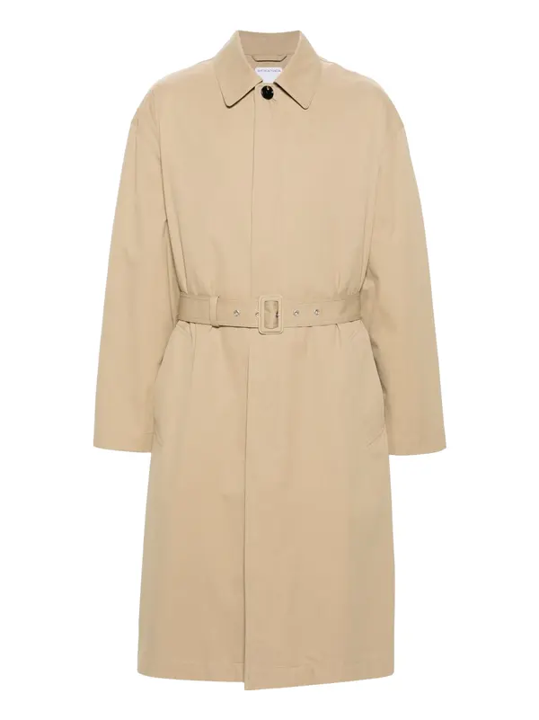 Bottega Veneta Belted Cotton Trench Coat - Neutrals
