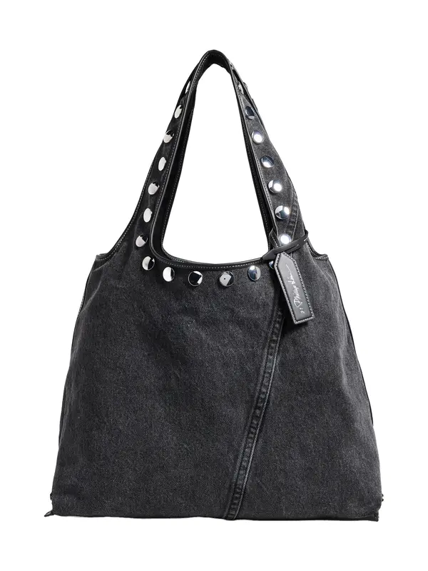 3.1 Phillip Lim Washed Denim Market Tote With Studs - Washed Blk