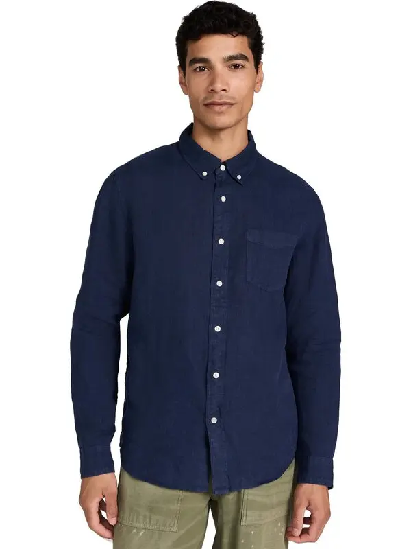 ALEX MILL Mill Shirt In Linen - Navy