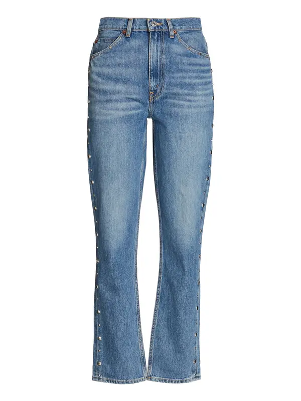 RE/DONE 70s Studded High-rise Jeans - Mid Denim