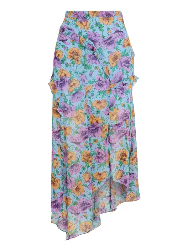 Veronica Beard Eleonora Floral Silk-chiffon Skirt - Blue