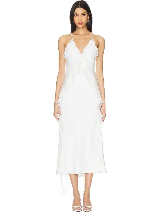 Bardot Marsella Ruffle Midi Dress - Orchid White