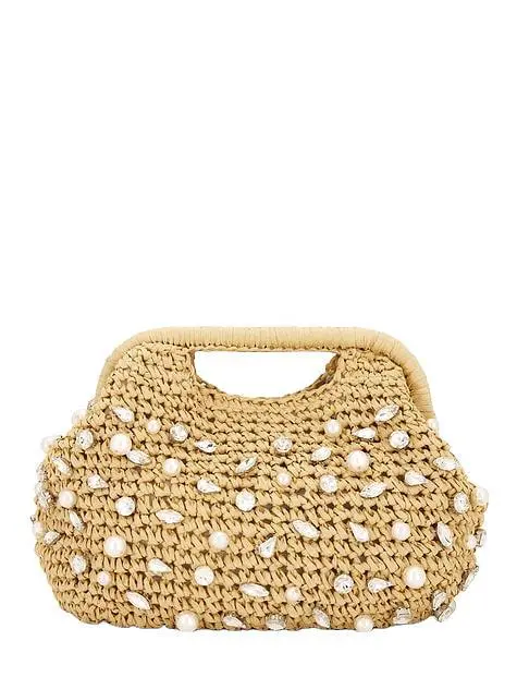 BTB LOS ANGELES Bardo Crystal Clutch - Natural