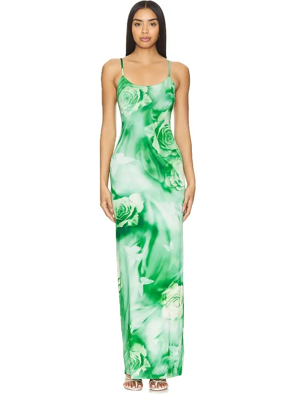 LOVERS AND FRIENDS Zura Maxi Dress - Green Rose Swirl