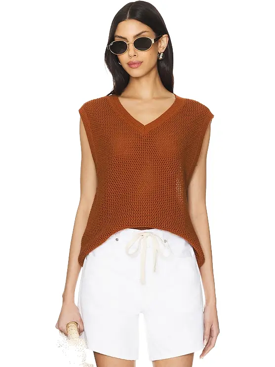 WAO Open Knit V-neck Vest - Copper