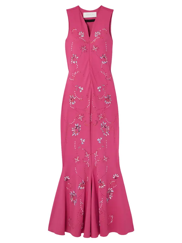 CONNER IVES Crystal-embellished Recycled Stretch-jersey Maxi Dress - Pink