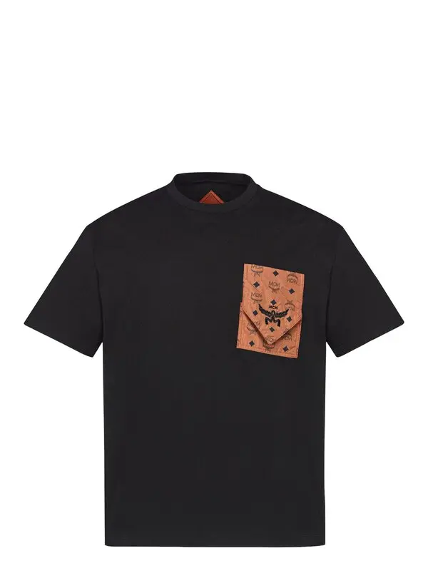 Mcm Monogram Patch Pocket T-shirt In Organic Cotton - Black