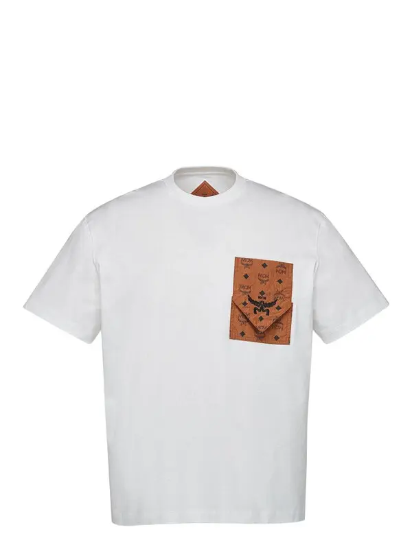 Mcm Monogram Patch Pocket T-shirt In Organic Cotton - White