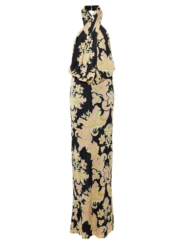 Etro Halterneck Printed Maxi Dress - Black