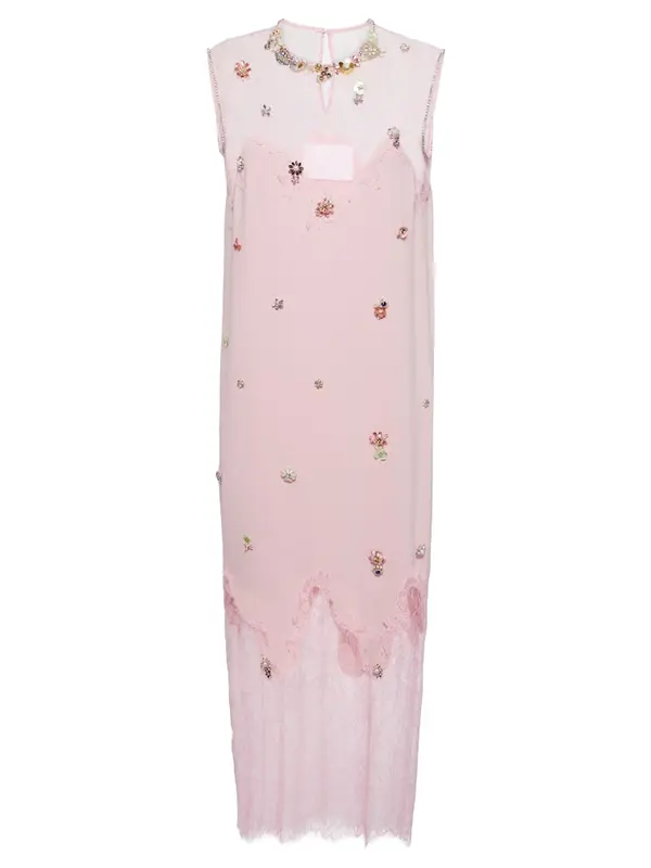 Costarellos Keeva Embellished Crêpe And Lace Midi Dress - Pink