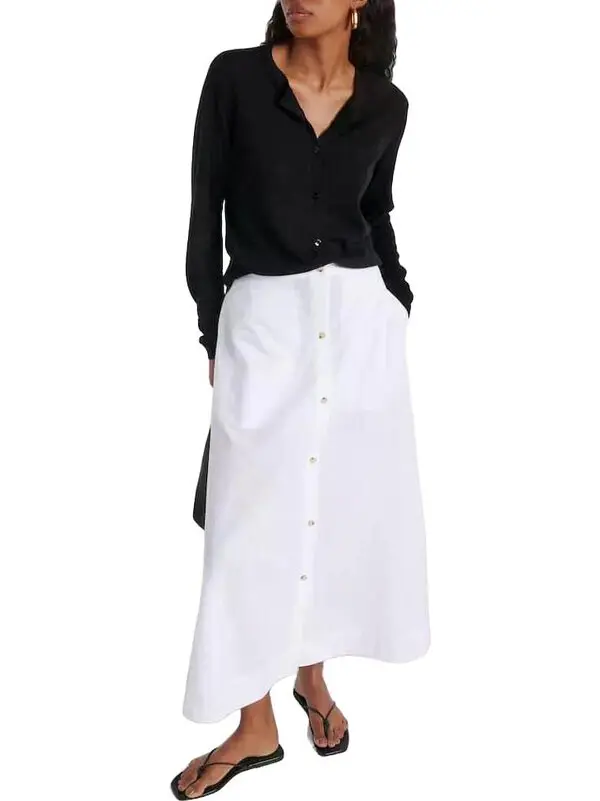 TOTEME High-rise Cotton Maxi Skirt - White
