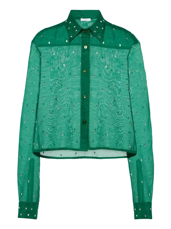 Oseree Gem Crystal-embellished Shirt - Green
