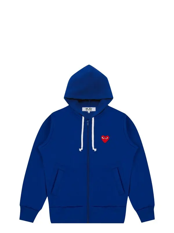 Play Comme Des Garcon Zip Up Hoodie With Red Heart - Blue