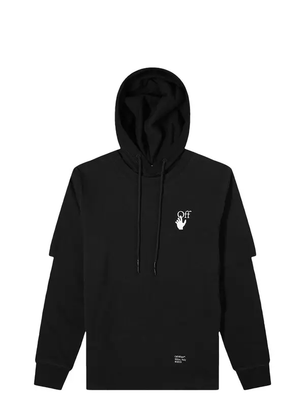 Off-White Caravaggio Arrow Dbl Sleeve Hoodie - Black