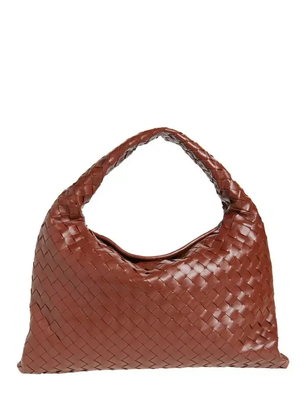 Bottega Veneta Small Hop Intrecciato Leather Hobo Bag - 2506 Sapele-muse Brass