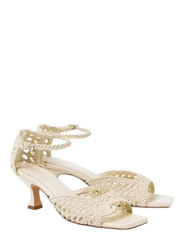 SOULIERS MARTINEZ Veronica Woven Leather Sandals - White