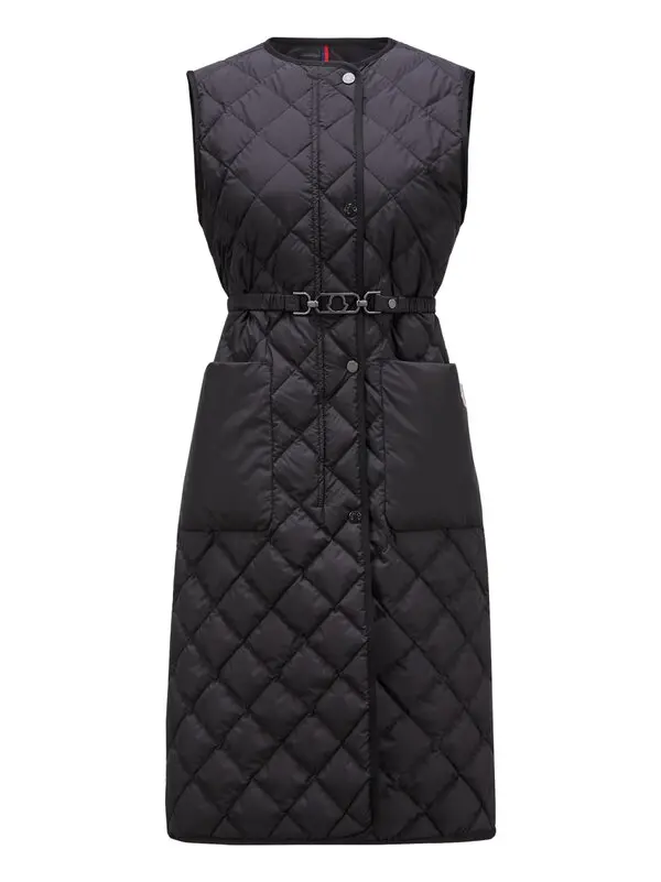 Moncler Butor Diamond-quilted Long Down Vest - Black