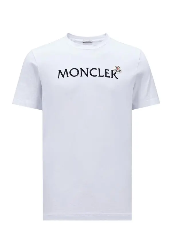 Moncler Flocked Logo Cotton T-shirt - White
