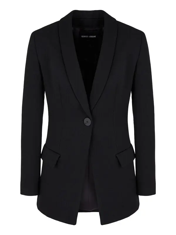 Giorgio Armani Single-breasted Virgin Wool Jacket - Black