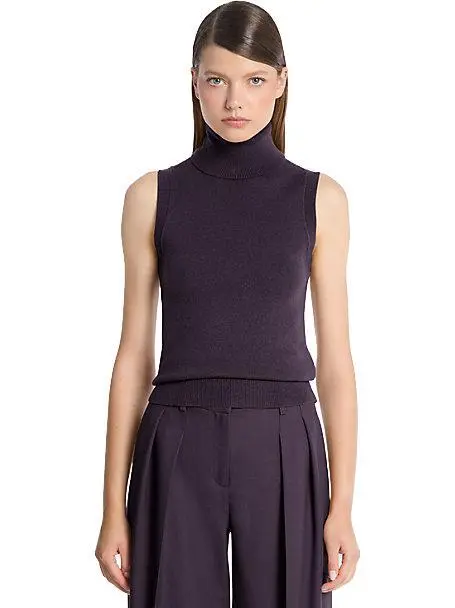 Michael Kors Cashmere Sleeveless Turtleneck Shell - Purple