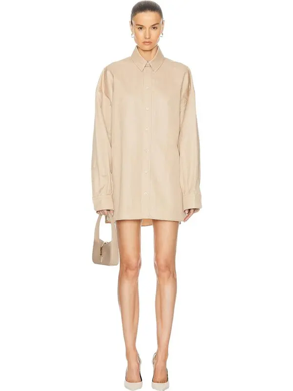 Wardrobe.NYC Drill Mini Shirt Dress - Khaki