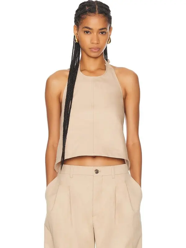 Wardrobe.NYC Drill Backless Halter Top - Khaki