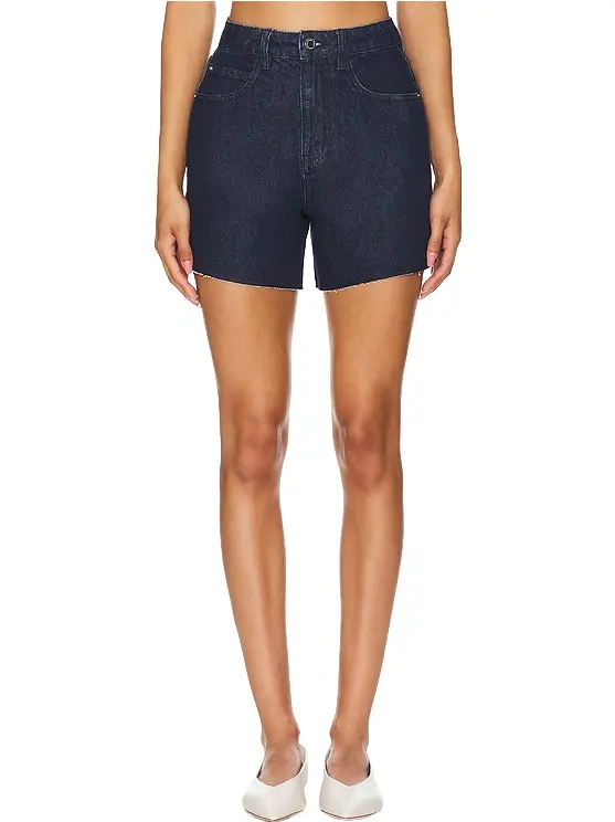 WeWoreWhat High Rise Flare Short - Raw Wash