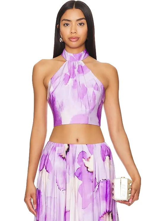 Bardot Alora Halter Top - Lavender Floral