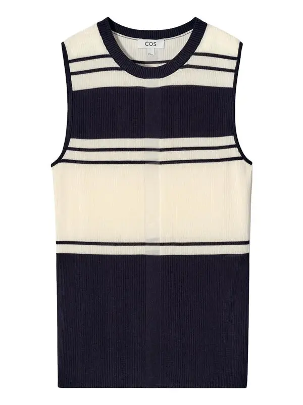 Cos Ribbed-knit Tank Top - Navy