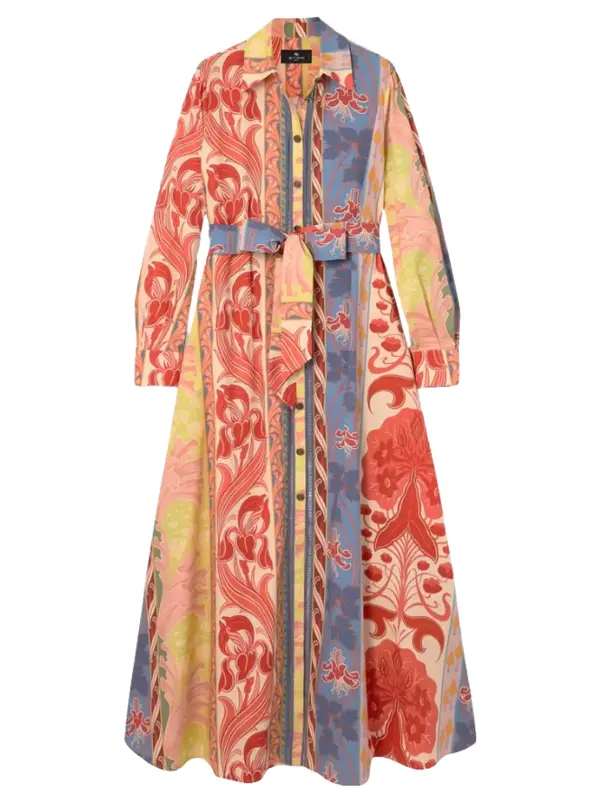 Etro - Printed Cotton-blend Poplin Maxi Shirt Dress
