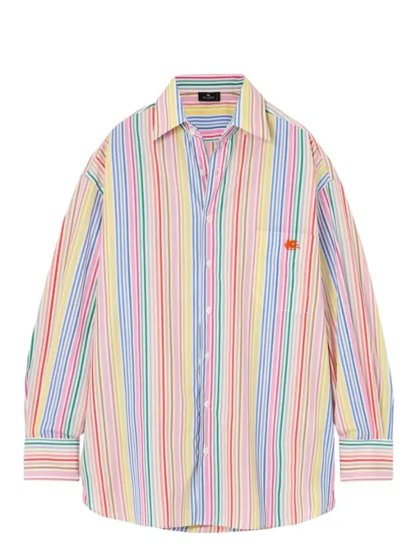 Etro - Etro Logo-embroidered Striped Cotton-poplin Shirt