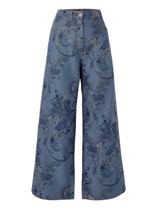 Etro Denim-jacquard Wide-leg Jeans - Blue