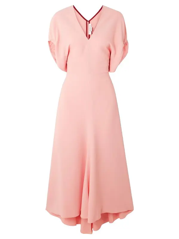 Victoria Beckham Gathered Crepe Midi Dress - Pink