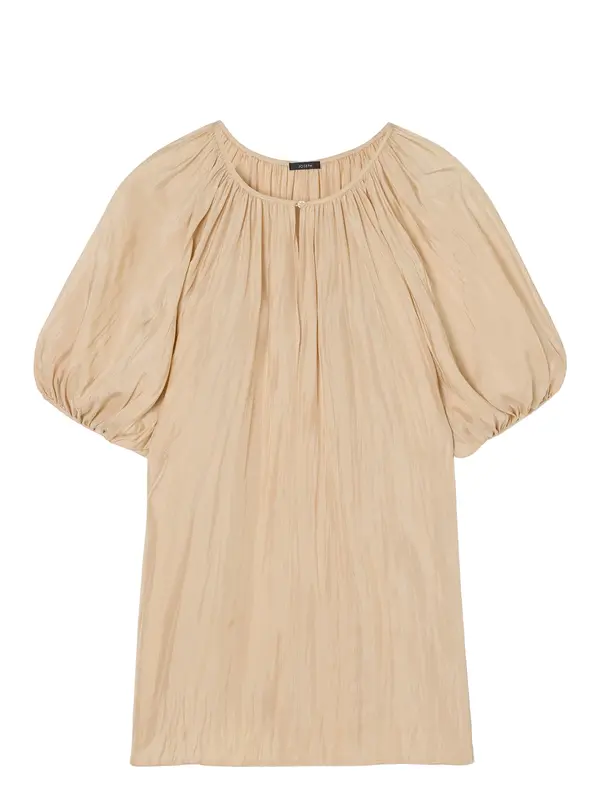 JOSEPH Briela Gathered Crinkled Silk-habotai Blouse - Neutrals
