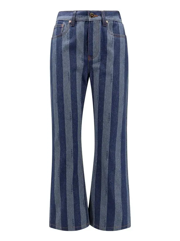Fendi Cotton Jeans With Stripes - Blue