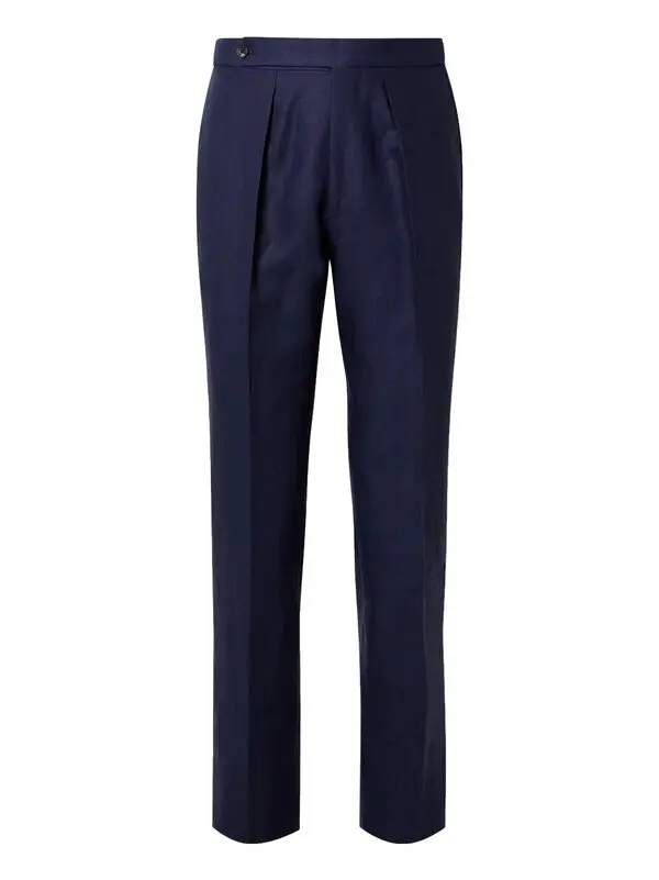 DRAKE'S Straight-leg Pleated Trousers - Blue