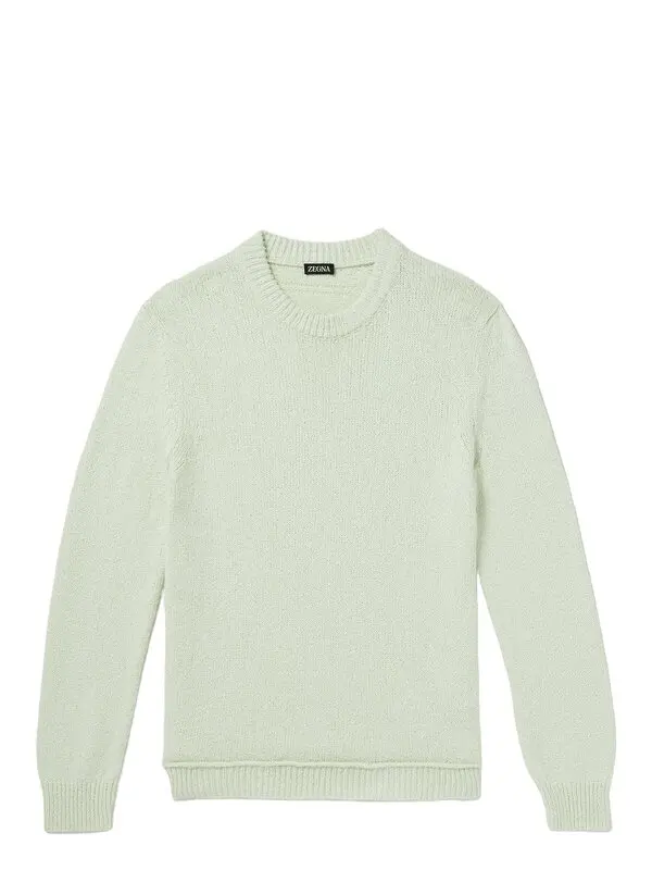 Zegna Organic Cotton And Silk-blend Sweater - Green
