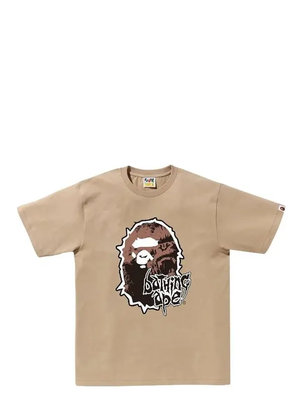 A BATHING APE Mad Ape Head Tee Shirt - Beige