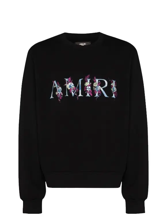 Amiri Floral Logo Crew - Black